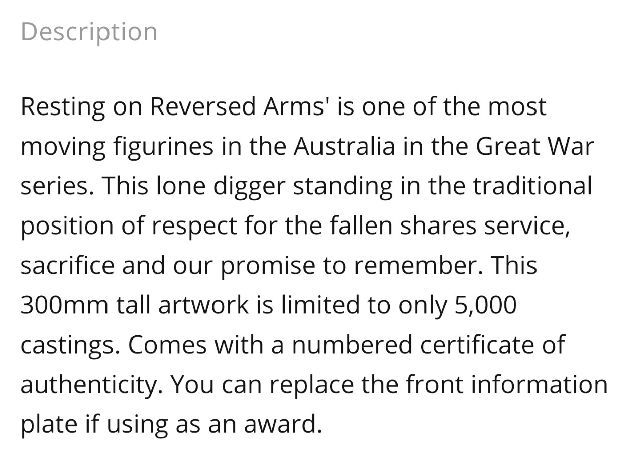 Resting on Reverse Arms Figurine – ADF Memorabilia