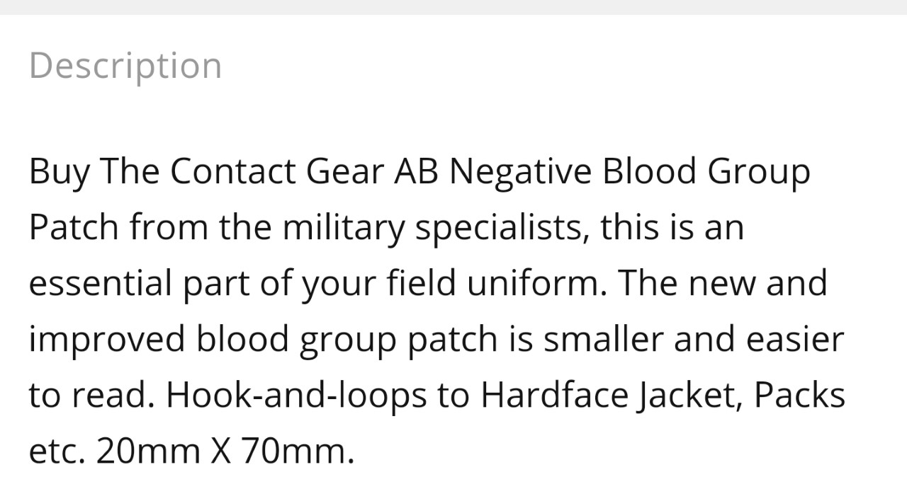 AB Neg Blood Group Patch – ADF Memorabilia