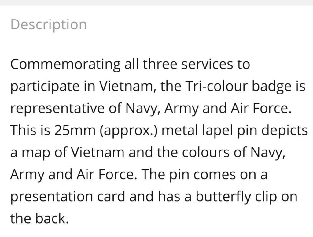 Vietnam Tri Colour Lapel Pin – ADF Memorabilia
